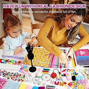 Axirata 800+PCS Fashion Designer Kit for Girls Creativity DIY Arts & Crafts Kit for Kids with Fashion Design Sketchbook, 4 Mannequins, Sewing Kit for Teen Girls Birthday Gift Age 6 7 8 9 10 11 12+