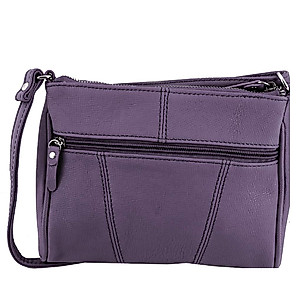Silver Fever® Leather Travel Cross Body Handbag (Purple Debossed)