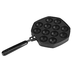 Aebleskiver Cast Iron NonStick Pan, 12 Cavities Aluminum Non-stick Takoyaki Grill Pan Plate Octopus/Pancake Maker Baking for Other Desserts Stuffed Pancake Pan