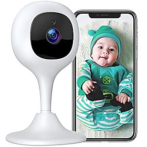 Baby Monitor with Camera, Pet Camera with 2-Way Talk, Motion Tracking, Motion and Sound Detection, 1080P Home Security Cam for Dog/Cat/Baby/Elder/Nanny, Compatible with Alexa, White