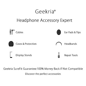 Geekria Headphones Pouch Compatible with Sennheiser, JBL, Skullcandy, Soundcore, Bose Headphones Case, Replacement Protective Travel Carrying Bag with Cable Storage (Black)