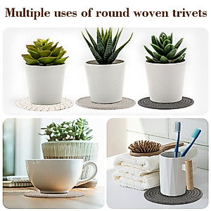 MAQIHAN Woven Trivets for Hot Dishes - 3 Pcs Hot Pot Pads for Table Large Trivets Set Kitchen Dish Plate Dinner Mat Modern Cotton Round Woven Trivet Placemats Pot Holders Protector for Bowls