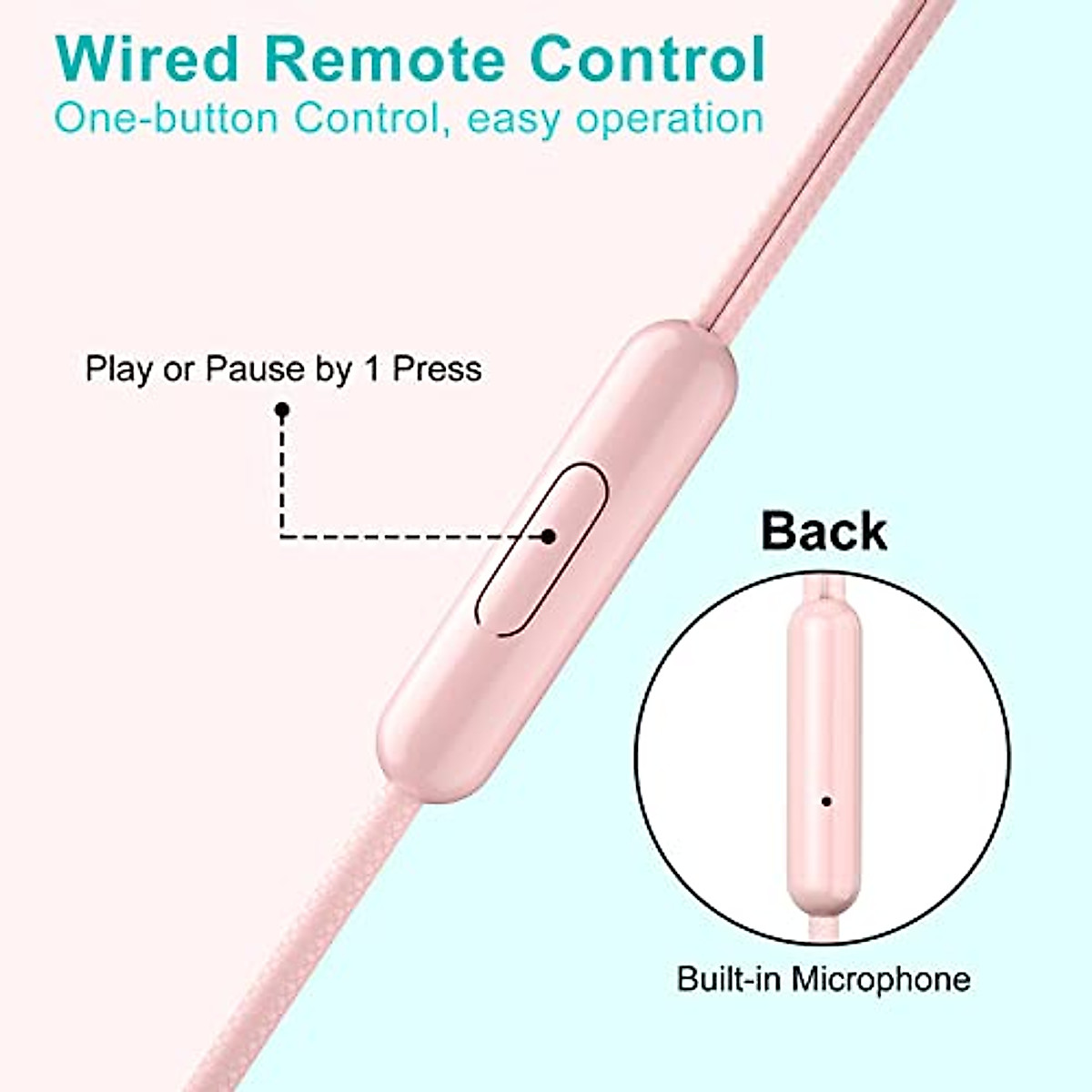 ELOVEN 3.5mm Wired Headphones HiFi Stereo Sound Wired Earbuds Noise Cancelling in-Ear Headset with Bulit-in Mic Volume Control Sports Earphones for iPhone Samsung iPad (2 Pack Pink+Blue)