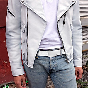 Falari Canvas Web Belt Fully Adjustable Cut to Fit Golf Belt Flip Top Silver Buckle - White