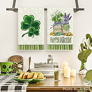 Artoid Mode Shamrock Vase Cross Happy St. Patrick's Day Kitchen Towels Dish Towels, 18x26 Inch Seasonal Spring Decoration Hand Towels Set of 4