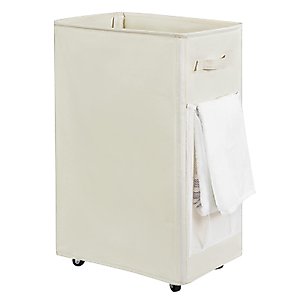 Chrislley 90L Rolling Laundry Basket Large Laundry Hamper with Wheels Collapsible Clothes Hamper Rolling Tall Laundry Storage Cart Foldable Clothes Organizer (Beige)
