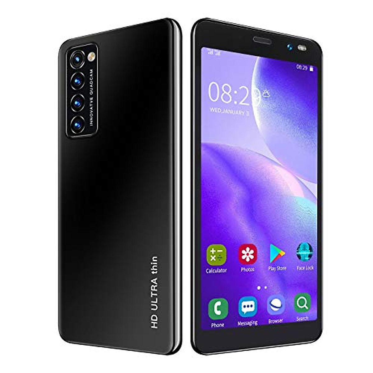 Hilitand 5.45 inch Smartphone, HD Full Screen Unlocked Cell Phones, for Android 4.4.2 Face Fingerprint Smart Phone, 512MB/4GB, HD Camera Mobil Phone, 1500mAh Battery, 128GB Extension (Black)