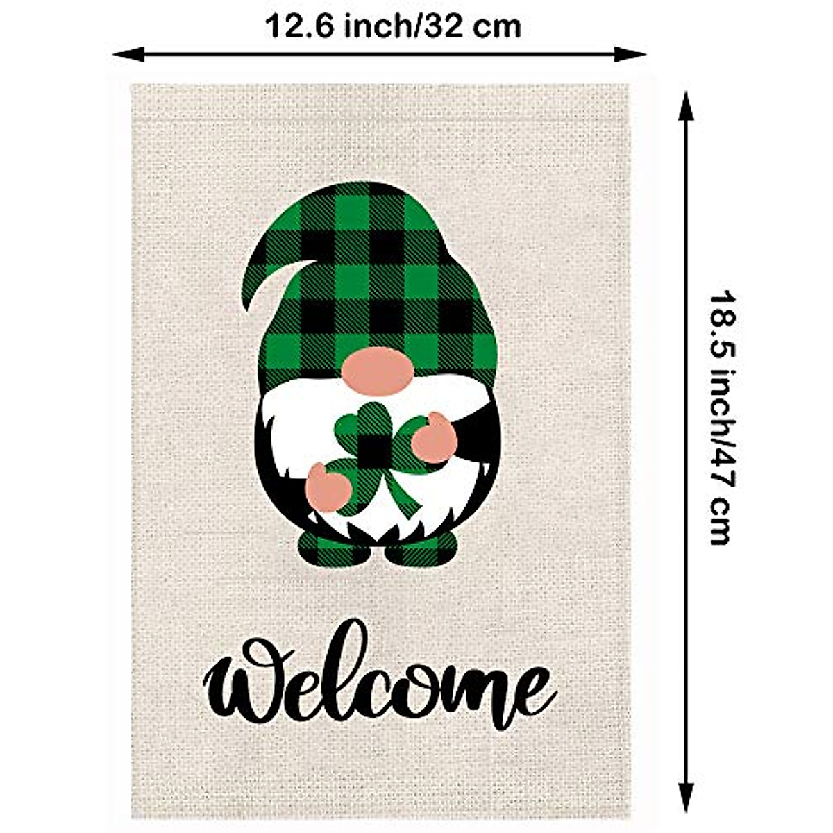 St Patricks Day Garden Flag Welcome Shamrocks Gnome Vertical Double Sided Gnomes Outdoor Yard Decoration 12x 18 Inch