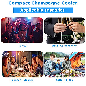 Wine Cooler Sleeve with Protector Instant Cooling and Keeps Your Drink Cold Keep Cool and Chill Champagne Wine-Blue (2 Packs)
