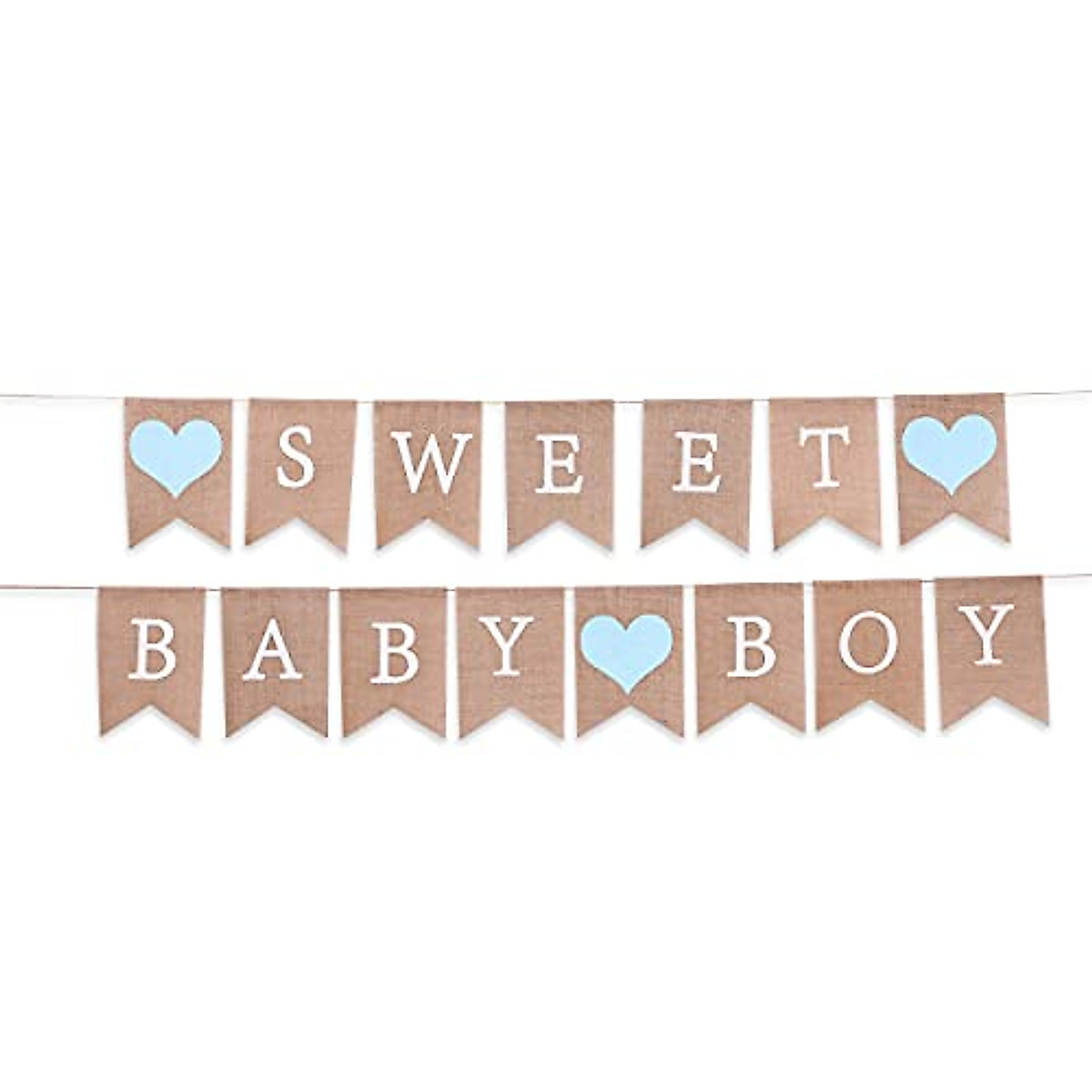 Sweet Baby Boy Burlap Banner - Sweet Baby Boy Shower Decorations, Rustic Baby Shower Decorations, Photo Decoration Props (Sweet Baby Boy Blue)
