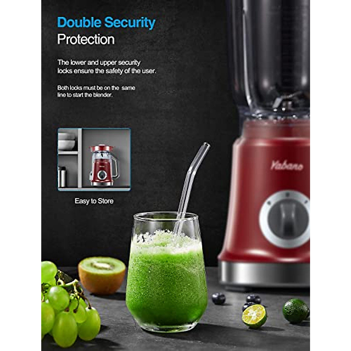 Professional Countertop Blender for High-Speed Shakes, Smoothies, Juicing & More - Crush Ice, Frozen Fruit, and More with 4 Stainless Steel Blades & 60oz Jar - Easy to Clean, Perfect for Kitchen Use (Red)