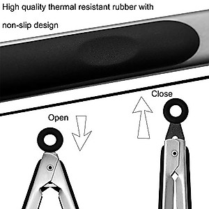 Lyxa SR Set of 9-inch and 12-inch Stainless Steel Kitchen Tongs with Locking, Metal Cooking Tongs with Non-Slip Grip,Perfect for Grilling, Barbecue (BBQ) and More (9" & 12")