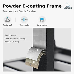 MFSTUDIO 7 Pieces Outdoor Patio Dining Set for 6, Steel Frame Slat Larger Rectangular Fretwork Table with 1.7" Umbrella Hole and 6 Metal Mesh Chairs for Backyard, Garden, Lawn