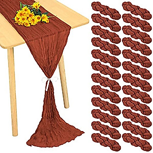 24 Pack Cheesecloth Table Runner 20 x 120 inch Cheese Cloth Table Runner Bulk,Romantic Boho Sheer Gauze Fabric Table Runners for Wedding Reception,Party,Bridal Shower Table Decor(Terracotta)