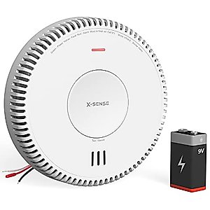 X-Sense Hardwired Smoke Detector, Hardwired Interconnected Smoke Alarm with Battery Backup, Interconnects Up to 18 AC-Powered Alarms, XP04-S, 1-Pack