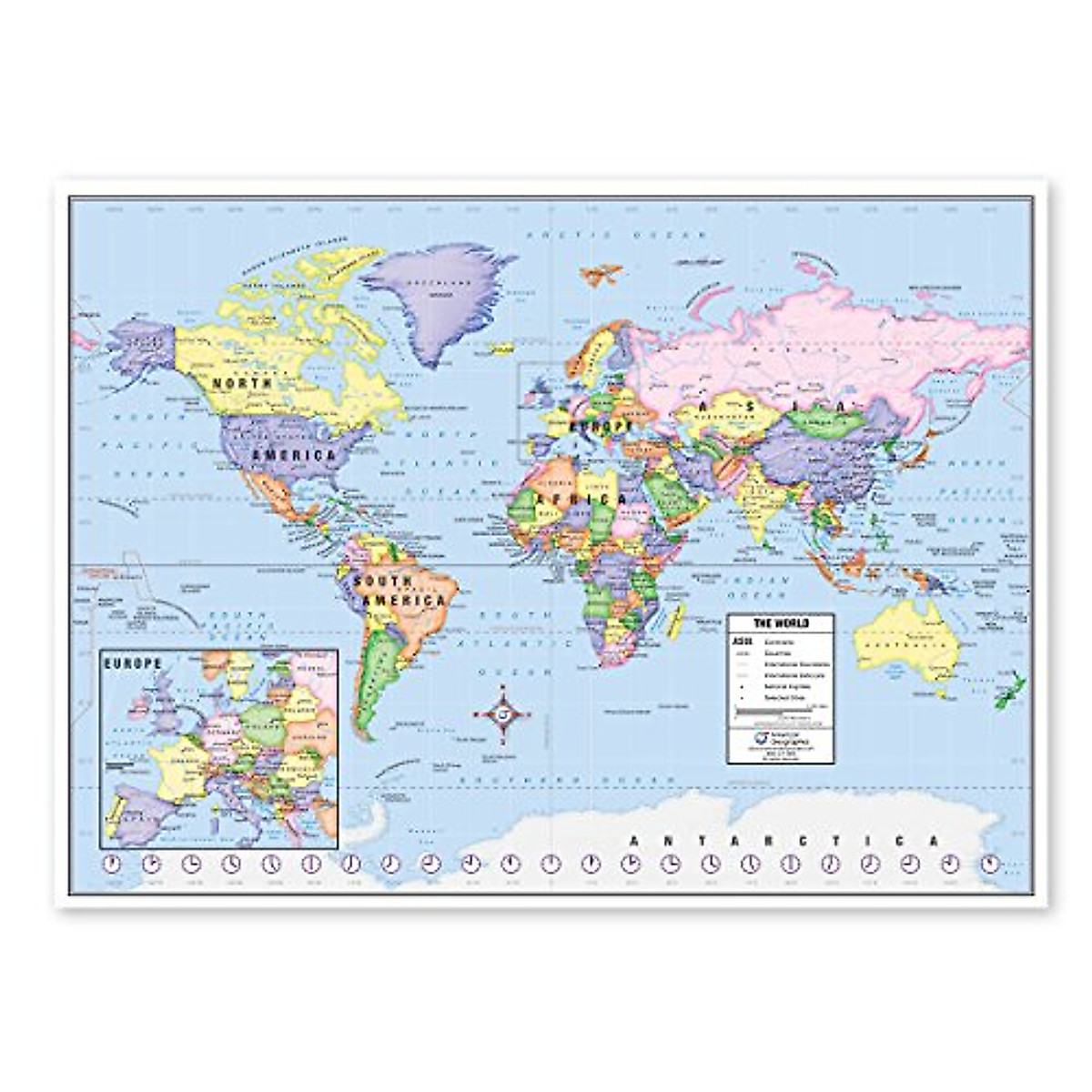US and World Desk Map (13" x 18" Laminated) for Students, Home or Classroom Use by Lighthouse Geographics
