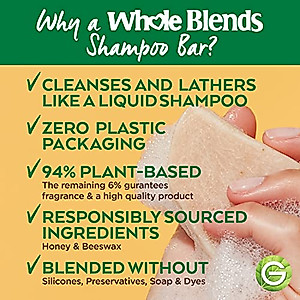 Garnier Whole Blends Honey Treasures Restoring Shampoo Bar for Dry, Damaged Hair, Zero Plastic Packaging, Free of Preservatives, Silicones, Soap, & Dyes, with Sustainably Sourced Honey & Beeswax, 2 Oz