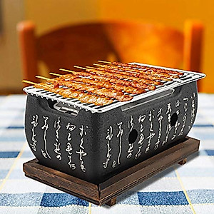 Vikye Japanese Barbecue Grill, Charcoal Stove Made of Aluminum and Stainless Steel 24x12.5x11.5cm/9.4x6.1x4.5inch