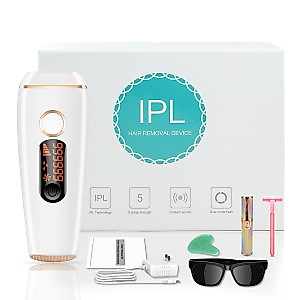 IPL Hair Removal is Permanent and Painless. Upgrade to 999999 Times for At-Home Facial Hair Remover for Women and Man, for Armpits Arms Bikini Line Legs and Facial Hair Removal(White)