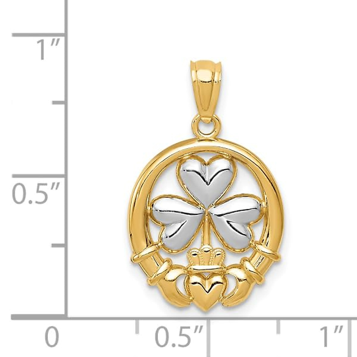 IceCarats 14K Solid Yellow Gold Lucky Clover Leaf Shamrock Flower Heart Irish Claddagh Necklace Celtic Charm Pendant Jewelry Only