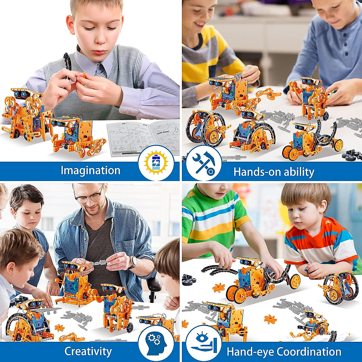 HISTOYE STEM Solar Robot Kit for Kids 6 7 8 9 10 11 12,Robotics for Kids Ages 8-12,12-in-1 Stem Projects for Kids,Gift Toys for 6 7 8 9 10 11 12 year old boys girls