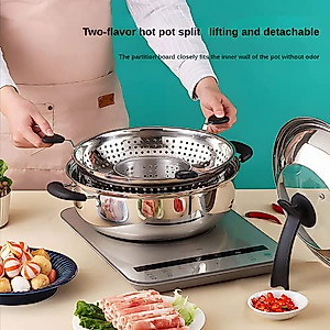 TJHamaipi Stainless Steel Rotary Lift Hot Pot, Shabu Pot, Boil Pot, Suitable for 2-6 People, 7QT Capacity, Iindependent Filter, Thickened Steel, Suitable For Gas Induction Cooker