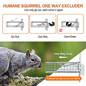 BKALEME One Way Squirrel Door Excluder, Humane Squirrels, Chipmunks Contactless Excluder, for Outdoor Spaces Like Attics, Chimneys - Includes Full Installation Kit