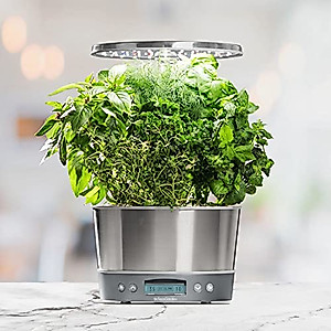 AeroGarden Harvest Elite 360 with Gourmet Herb Seed Pod Kit - Hydroponic Indoor Garden, Stainless Steel