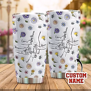 Personalized Mom Tumbler, Holding You Hold Our Hands Also Our Hearts 3D Inflated Effect Printed Tumbler, Gifts For Mom Mama Grandma From Daughter Son, Mothers Day Birthday Christmas Gifts, Mum Cup