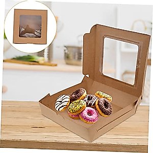 Anneome 5pcs Boxes Boxes Window Cake Box Cupcakes Containers Kraft Cookie Boxes Cupcake Boxes Mini Cake Boxes Muffin Cake Box Muffin Containers Cookie Boxes with Window Baking Case Brown