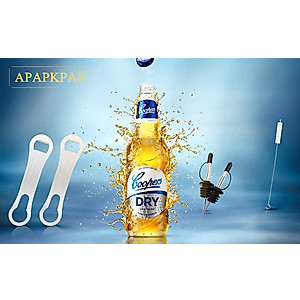 V Rod Bottle Openers Set, Pour Spout Remover Flat Metal Bar Speed Key Opener, Liquor Bottle Pourers, Long Straw Brush for Bartenders Home Kitchen APAPKPAR