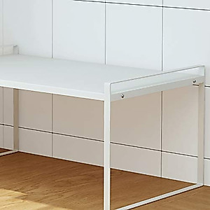 ideaglass Countertop Organizer, Cupboard Stand Spice Rack, 20" Cabinet Pantry Shelf, Organization and Storage for Kitchen Bathroom, Metal Plate Milky White