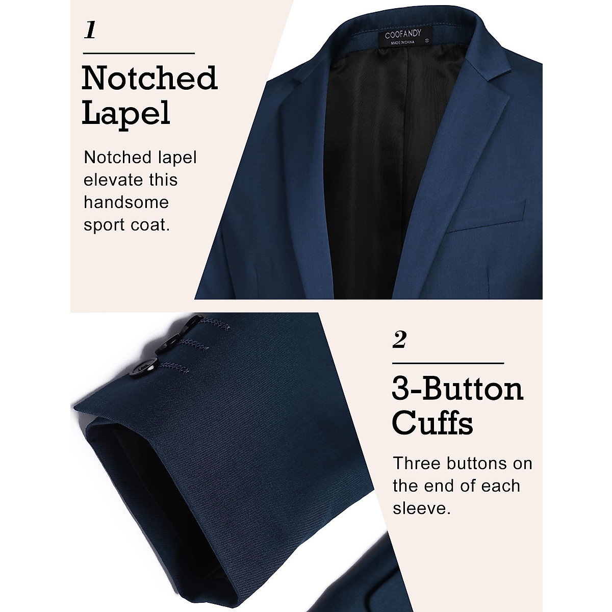 COOFANDY Mens Casual Blazer Fashion Sport Coats Slim Fit Business Suit Jacket Formal Blazer (Blue XXL)