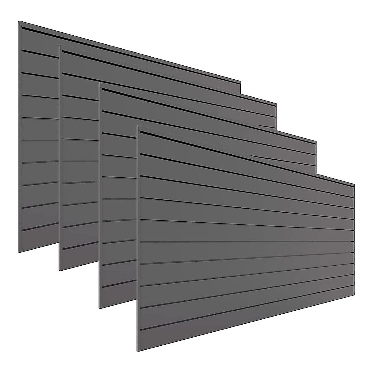 Proslat Garage Storage PVC Slatwall Panels - 4 Packs of 8 ft. x 4 ft. Sections (40 Single Slats which make up 128 sq.ft) (Charcoal) (Dark Gray)