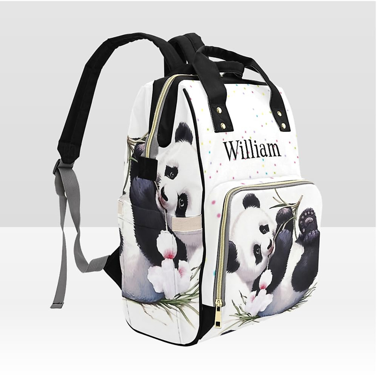 Personalized Panda Diaper Bag Backpack with Name Custom Mommy Nursing Baby Bags Nappy Bag Travel Daypack for Woman Gifts