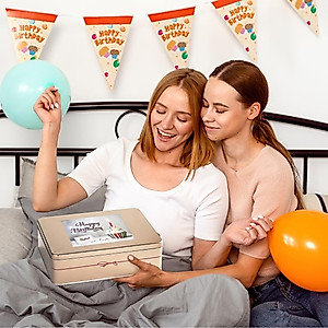 Dulcet Gift Baskets Happy Birthday Deluxe Bakery Gift Box, Includes Fresh Baked Raspberry and Old Fashioned Crumb Cake with Candles and Balloons, Ideal Present for Men Women Family Friends or Teens.