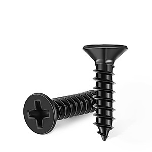 TPOHH 100 PCS #8 X 5/8 Inch Black Oxide Coated Flat Head Phillips Wood Screw, Stainless Steel 18-8 (A2) Fully Threaded 8 X 5/8'' Multipurpose Screws