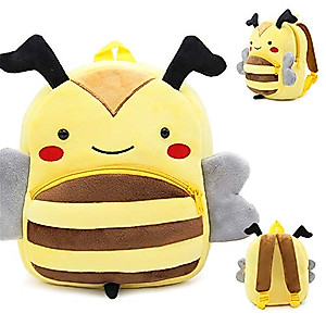 KISSOURBABY Zoo Toddler Kids Backpacks Cute Plush Little Girls Boys Animal Backpacks(Bee)