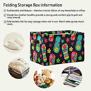 Summer Flip Flops Storage Bins Canvas Collapsible Box Chest Organizer Storage Trunk for Boys and Girls Room, Bear 1 Pieces