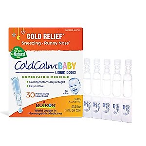 Boiron ColdCalm Baby Single-Use Drops for Relief from Cold Symptoms of Sneezing, Runny Nose, and Nasal Congestion - Sterile and Non-Drowsy Liquid Doses - 30 Count