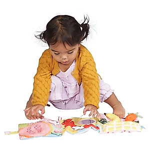 Manhattan Toy Mini-Apple Farm Soft Activity Crinkle Book for Baby & Toddler with Discovery Mirror and Textured Teether Multicolor