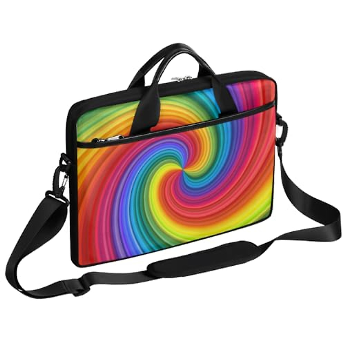 Coloful Tie Dye Laptop Computer Bag Waterproof Shoulder Messenger Bag 13-15 inch Durable Laptop Tote Bag with Shoulder Strap Handle Lightweight Crossbody Briefcase