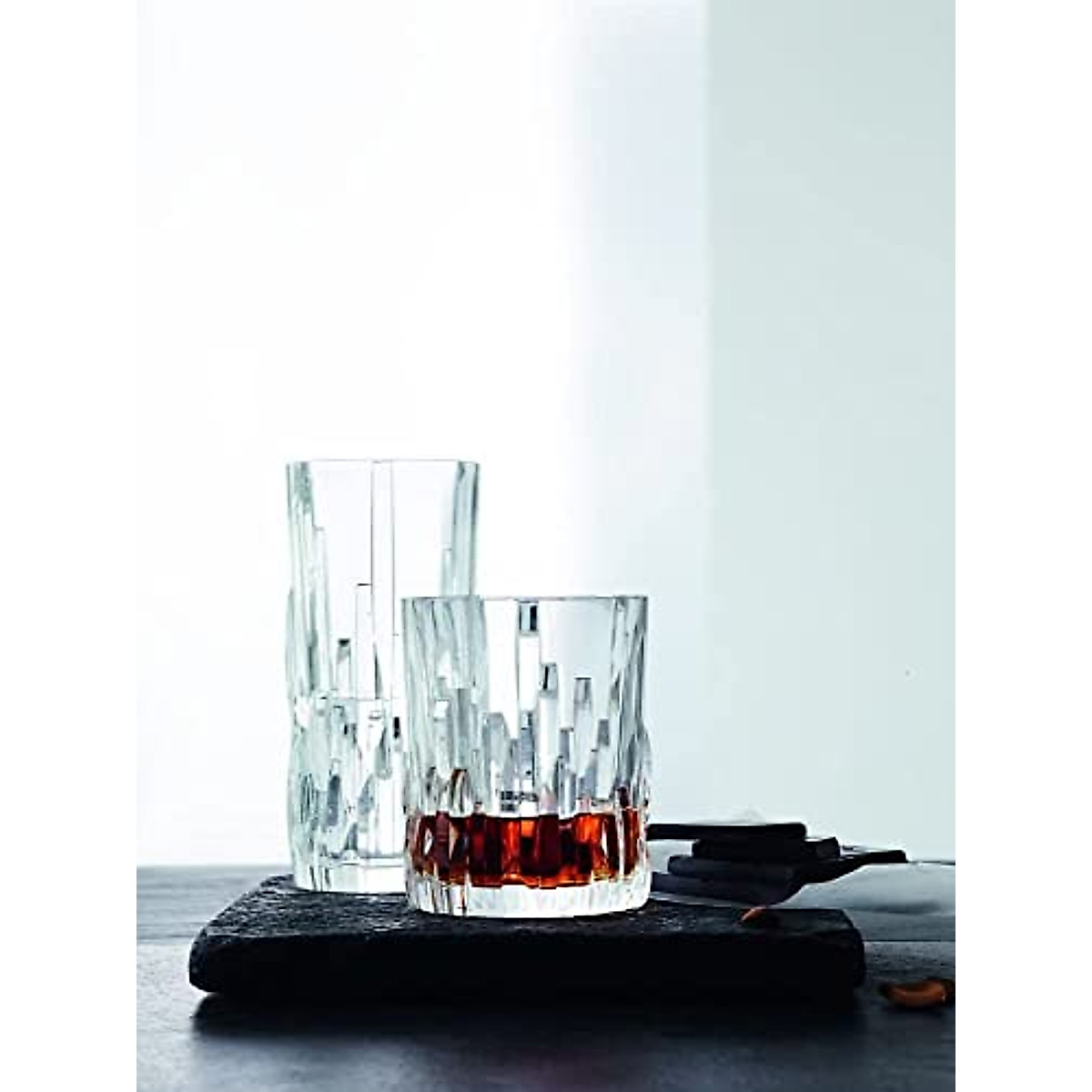 Nachtmann Shu Fa series Whiskey Tumbler Set of 4, Clear Crystal Glass, 4-Inch, Tumbler for Scotch, Cocktail, Liquor, or Bourbon, 11-Ounce, dishwasher safe
