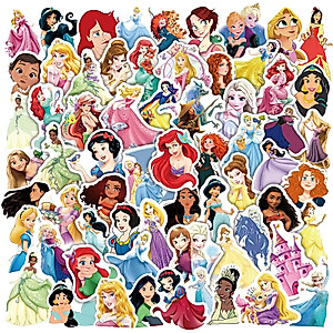 100Pcs Princess Stickers Cartoon Stickers Waterproof Vinyl Stickers for Toddlers Kids Teens Adults Bottle Skateboard