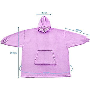 Touchat Wearable Blanket Hoodie, Oversized Sherpa Blanket Sweatshirt with Hood Pocket and Sleeves, Super Soft Warm Plush Hooded Blanket for Adult Women Men, One Size Fits All (Purple)