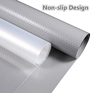 3 Rolls EVA cabinet liner, Non-slip Shelf Liners for kitchen Cabinets, Waterproof Cupboard Drawer Cushion Mats, DIY Multipurpose Antifouling Pads,17.7"x59"-Transparent