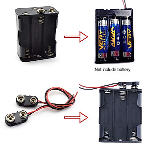 SDTC Tech 2-Set 4X 1.5V AA Battery Holder and I Type Battery Snap Connector Kit 6 Volt Thicken Plastic Battery Case Box