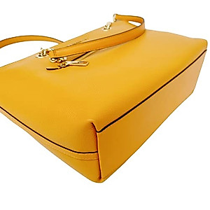 Michael Kors Jet Set Medium Leather Front Pocket Zip Chain Tote Bag (Honeycomb Yellow)