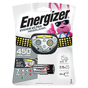 Energizer Vision LED Headlamp, Bright Headlamp for Camping, Water Resistant Emergency Light, Includes Batteries, Pack of 1