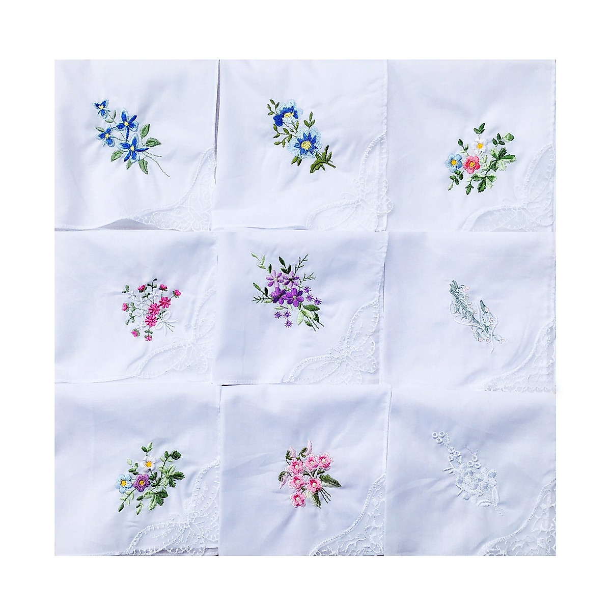 Cotton Embroidered Ladies Lace Handkerchiefs Pack ¡­